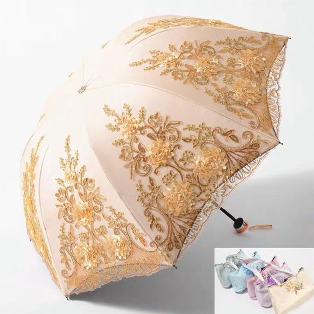 20220711-19 折り畳み傘 晴雨兼用 レディース UVカット 遮熱 刺繍 雨傘日傘 紫外線カット