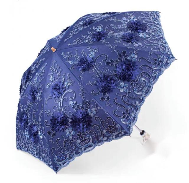 20220712-3 折り畳み傘 晴雨兼用 レディース UVカット 遮熱 刺繍 雨傘日傘 紫外線カット