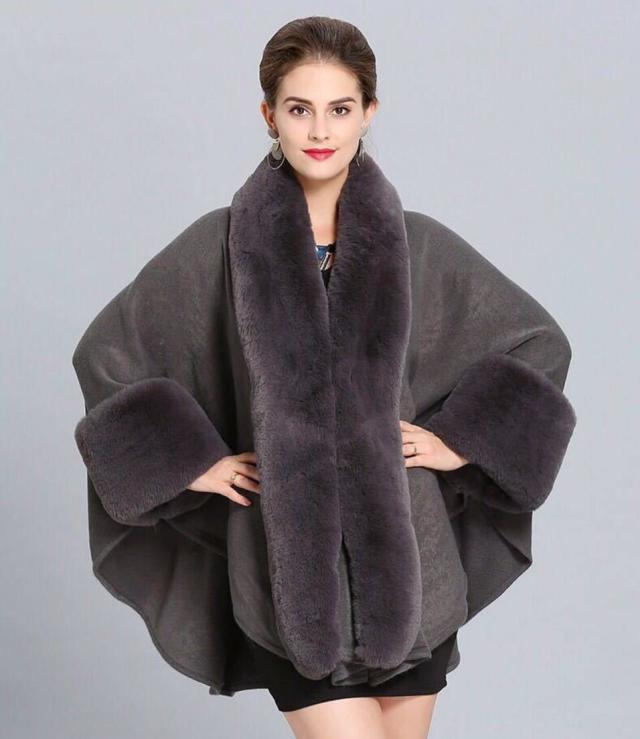 毛皮風ミンクケープ ．ファーショール ファーストール ポンチョ