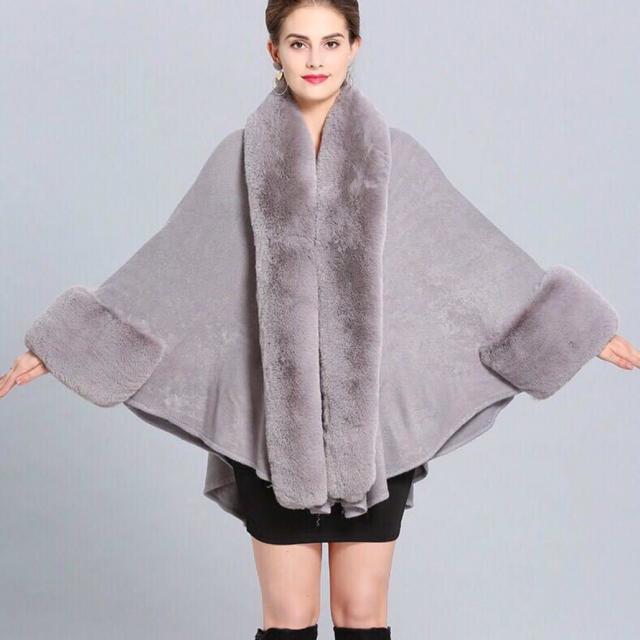 毛皮風ミンクケープ ．ファーショール ファーストール ポンチョ ボレロ ストール．