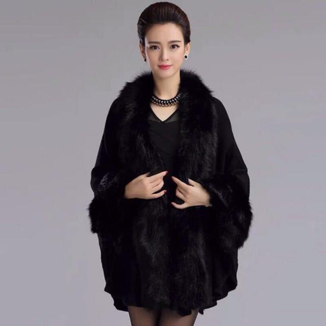 毛皮風ミンクケープ ．ファーショール ファーストール ポンチョ
