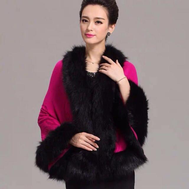 高級肩掛けフェイクファー ケープ ．豪華大判ショール ．レディース ストール