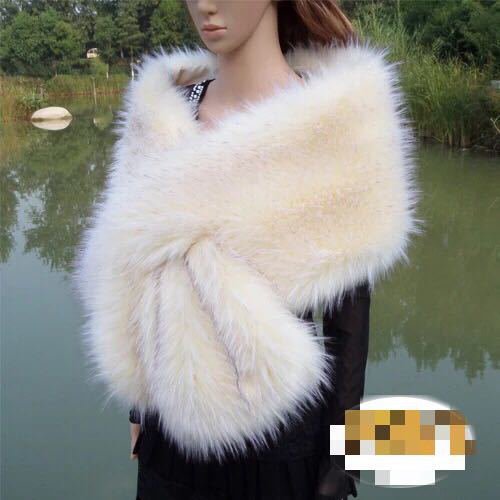フェイクファー ストール レディース ．大判ショール ．高級ケープ 豪華フェイクファー肩掛け