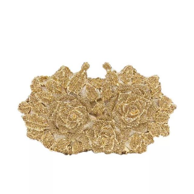 豪華パーティーバッグ キラキラ ストーンBAG クラッチバッグ レディース ラインストーンクラッチバッグ 薔薇柄