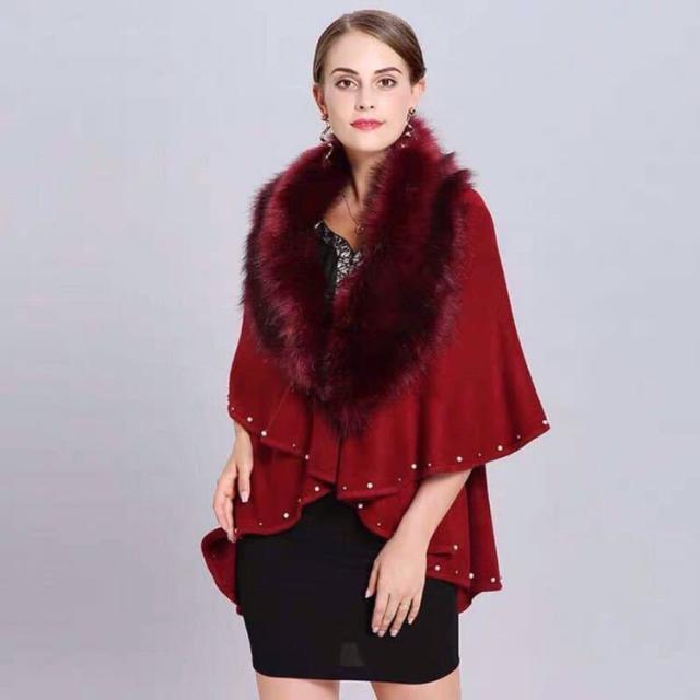 毛皮風ミンクケープ ．ファーショール ファーストール ポンチョ．