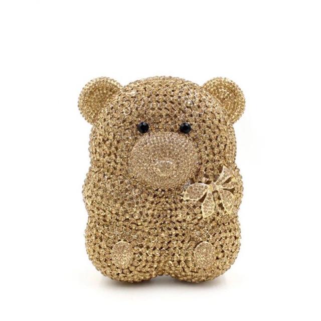 豪華パーティーバッグ キラキラ ストーンBAG クラッチバッグ レディース ラインストーンクラッチバッグ クマ型