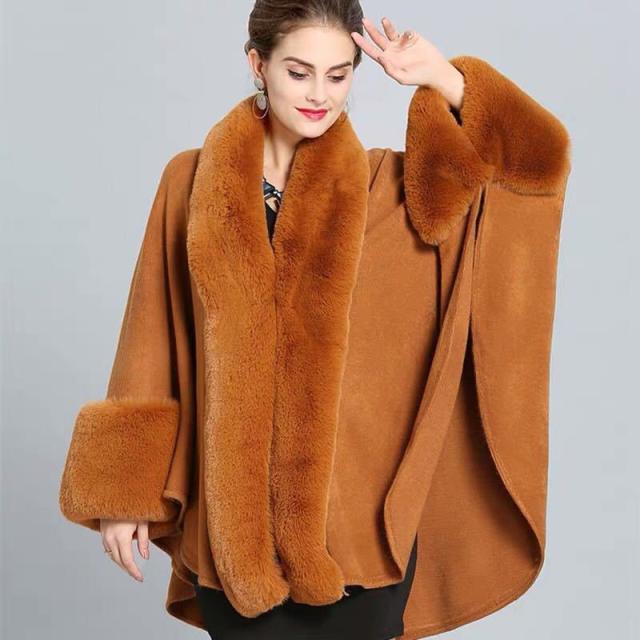 毛皮風ミンクケープ ．ファーショール ファーストール ポンチョ