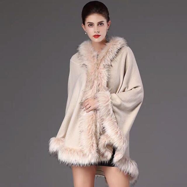 毛皮風ミンクケープ ．ファーショール ファーストール ポンチョ