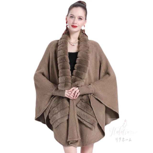 毛皮風ミンクケープ ファーショール ファーストール ポンチョ ボレロ ストール