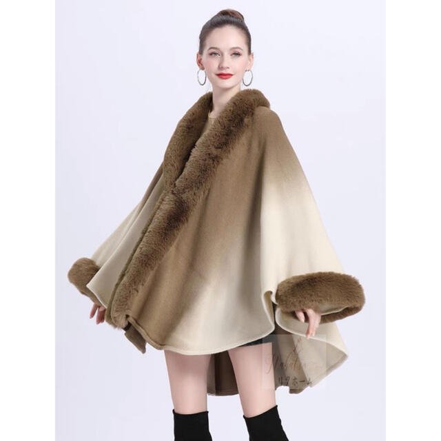 毛皮風ミンクケープ ．ファーショール ファーストール ポンチョ ボレロ ストール