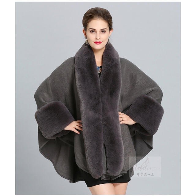 毛皮風ミンクケープ ．ファーショール ファーストール ポンチョ