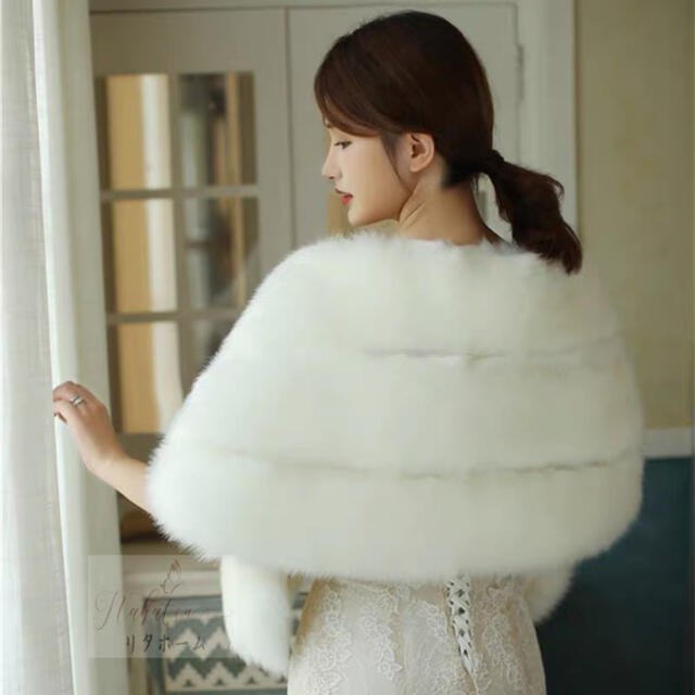毛皮風ミンクケープ ．ファーショール ファーストール ポンチョ ボレロ