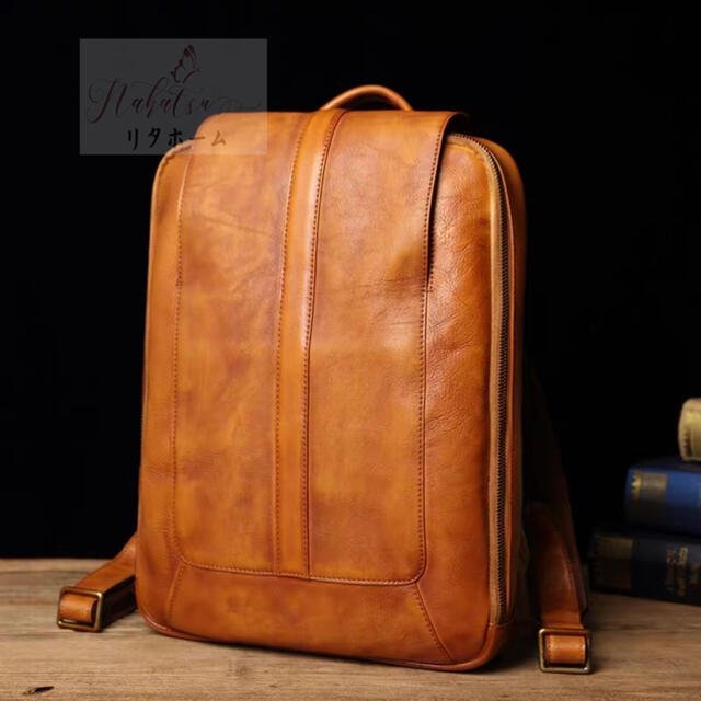 多機能バッグ．高品質本革 手染め手縫い 牛革レザー ビジネス総本革リュックサック