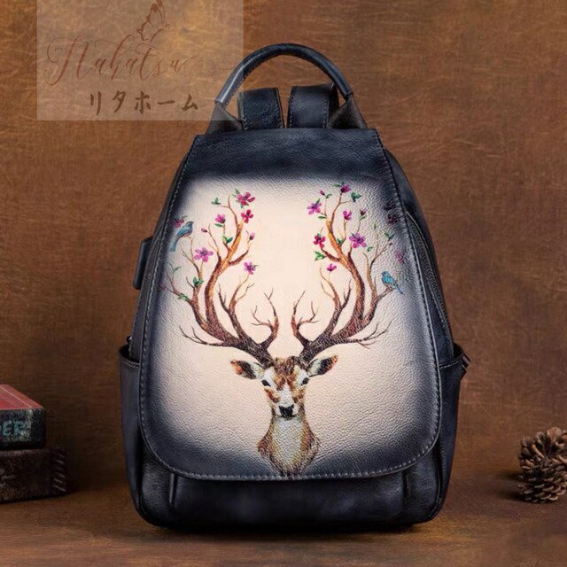 高品質本革 手染め手縫い ?牛革レザー ビジネス 総本革リュックサック