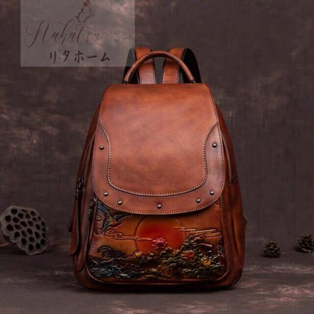 高品質本革 手染め手縫い 牛革レザー ビジネス 総本革リュックサック