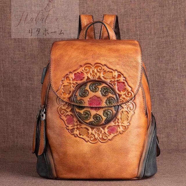 高品質本革 手染め手縫い 牛革レザー ビジネス 総本革リュックサック デイパック