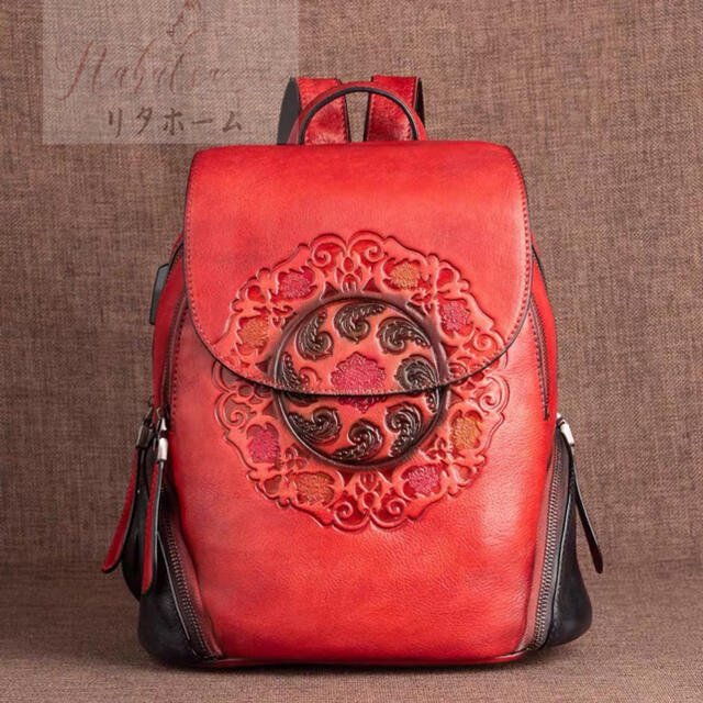 高品質本革 手染め手縫い 牛革レザー ビジネス 総本革リュックサック デイパック