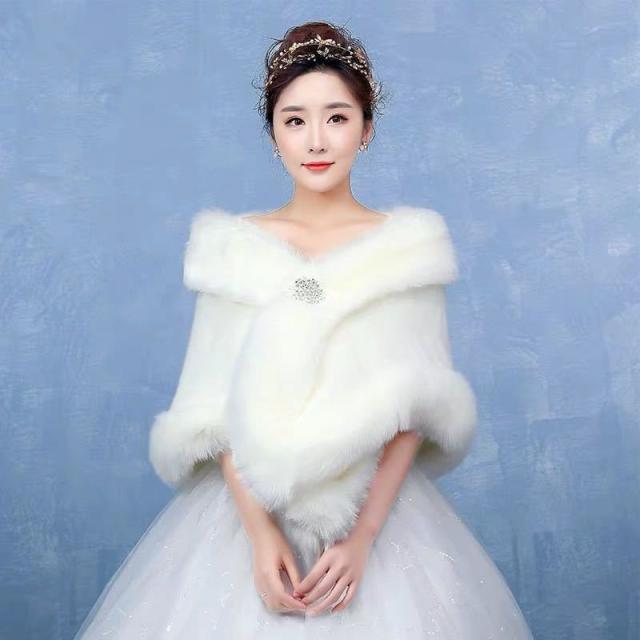 豪華肩掛け 大判ショール ファーストール 毛皮ケープ 結婚式 ボレロ ポンチョ