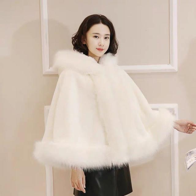 豪華肩掛け 大判ショール ファーストール 毛皮風ケープ 結婚式 ボレロ ポンチョ