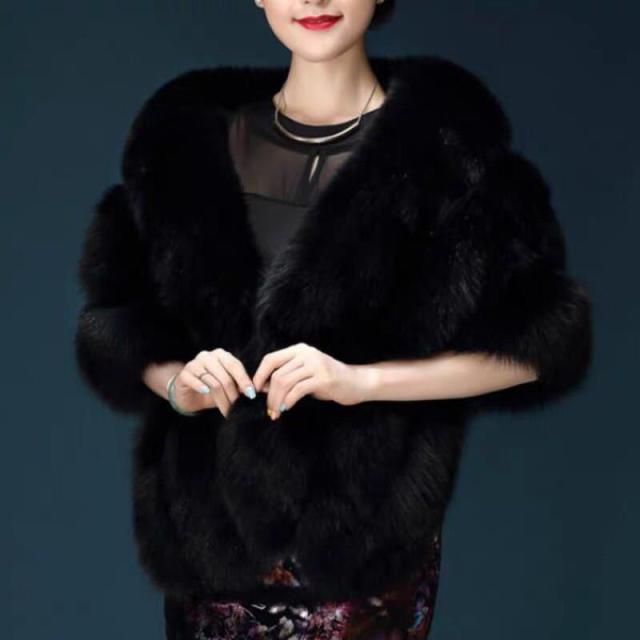 豪華肩掛け 大判ショール ファーストール 毛皮風ケープ 結婚式 ボレロ ポンチョ