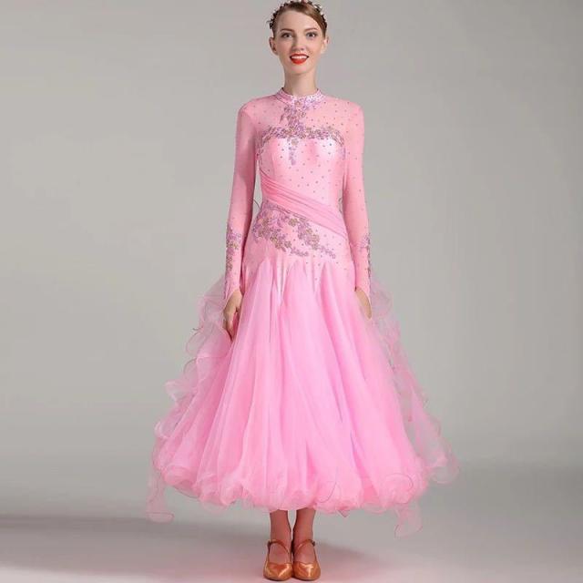 社交ダンス衣装 モダンダンス．ワルツ専用ドレス レッスン着 ルンバ サンバ 練習競技着デモ用 スタンダード発表会用演出服 S〜2XL