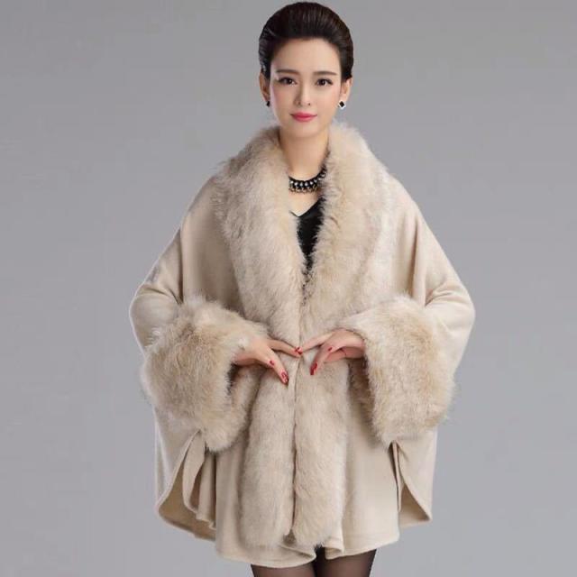 毛皮風ミンクケープ ．ファーショール ファーストール ポンチョ