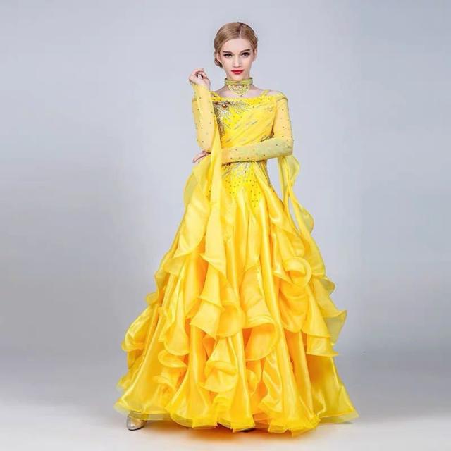 社交ダンス衣装 モダンダンス．ワルツ専用ドレス レッスン着 ルンバ サンバ 練習競技着デモ用 スタンダード発表会用演出服 S〜2XL