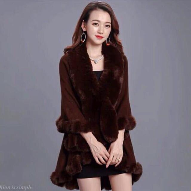 毛皮風ミンクケープ ．ファーショール ファーストール ポンチョ ボレロ ストール．