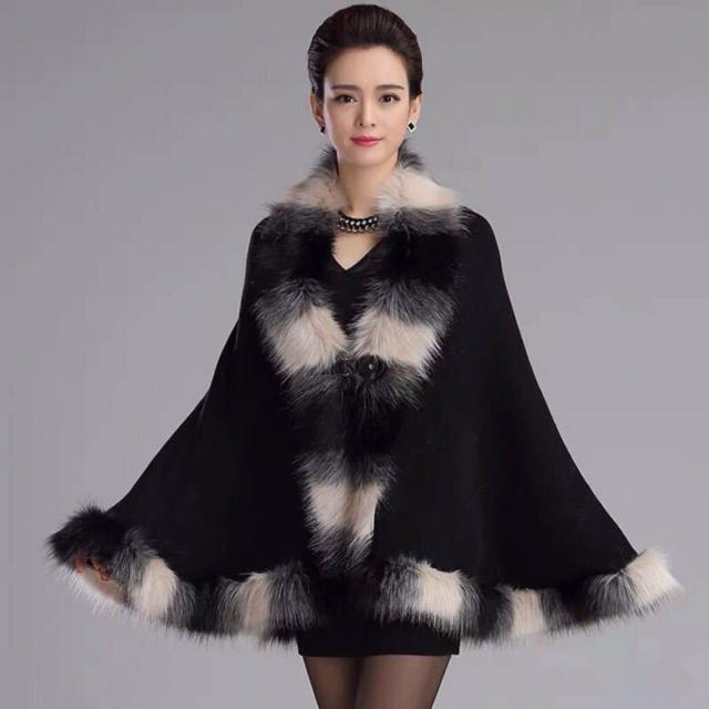 毛皮風ミンクケープ ．ファーショール ファーストール ポンチョ