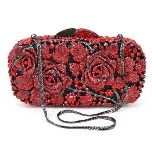 豪華パーティーバッグ キラキラ ストーンBAG クラッチバッグ レディース ラインストーンクラッチバッグ 薔薇柄