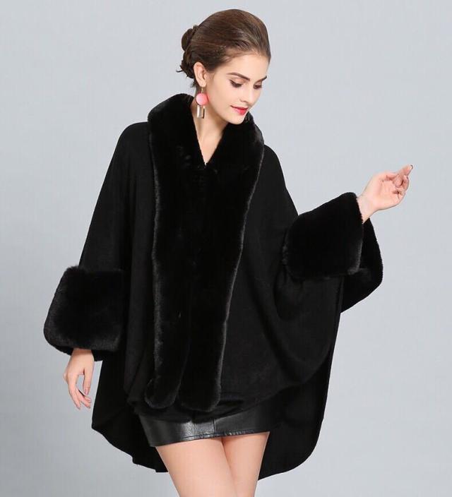 毛皮風ミンクケープ ．ファーショール ファーストール ポンチョ