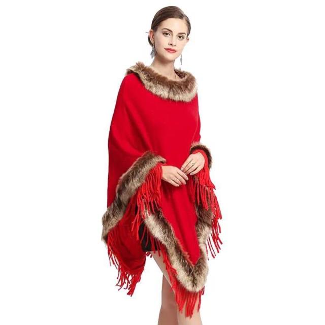 毛皮風ミンクケープ ．ファーショール ファーストール ポンチョ ．