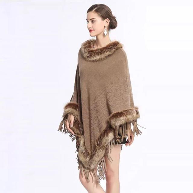 毛皮風ミンクケープ ．ファーショール ファーストール ポンチョ