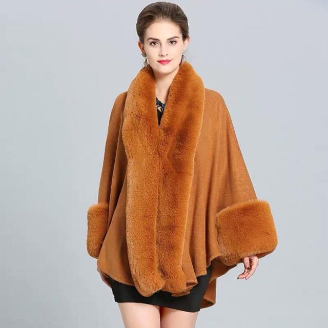 毛皮風ミンクケープ ．ファーショール ファーストール ポンチョ