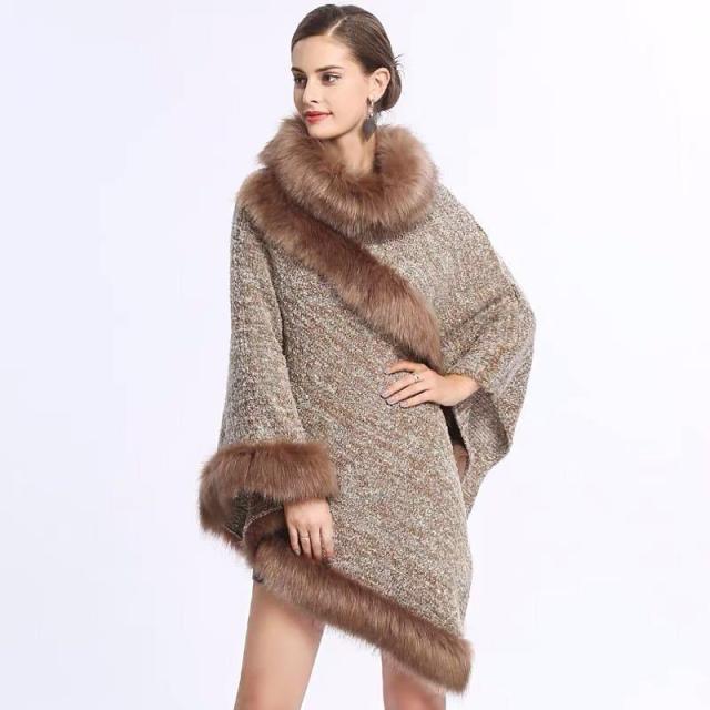 毛皮風ミンクケープ ．ファーショール ファーストール ポンチョ ．