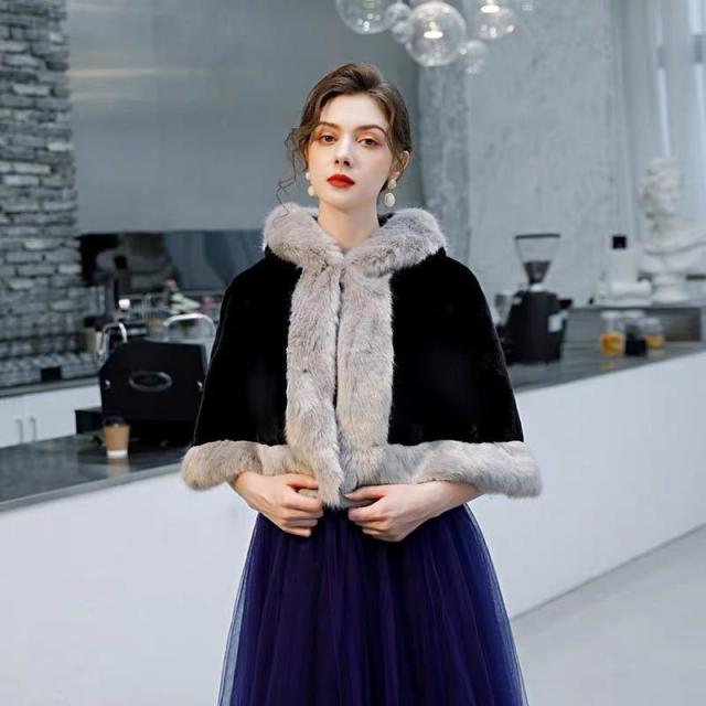 豪華肩掛け 大判ショール ファーストール 毛皮風ケープ 結婚式 ボレロ ポンチョ