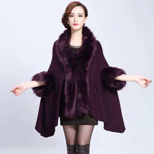 毛皮風ミンクケープ ．ファーショール ファーストール ポンチョ