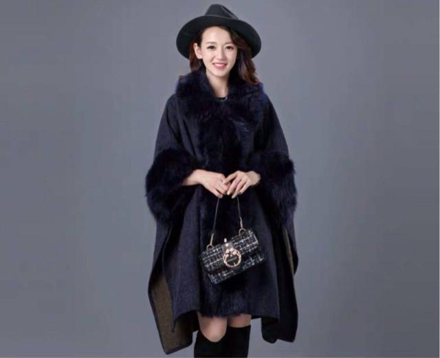 毛皮風ミンクケープ ．ファーショール ファーストール ポンチョ ．