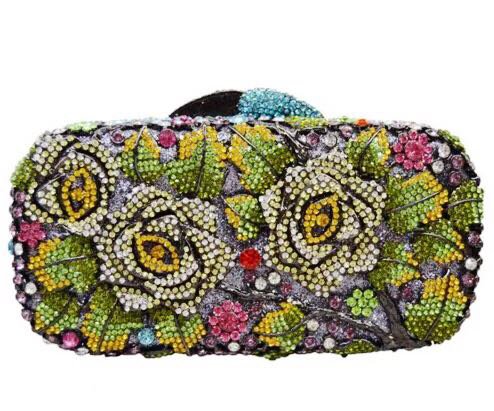 豪華パーティーバッグ キラキラ ストーンBAG クラッチバッグ レディース ラインストーンクラッチバッグ 薔薇柄