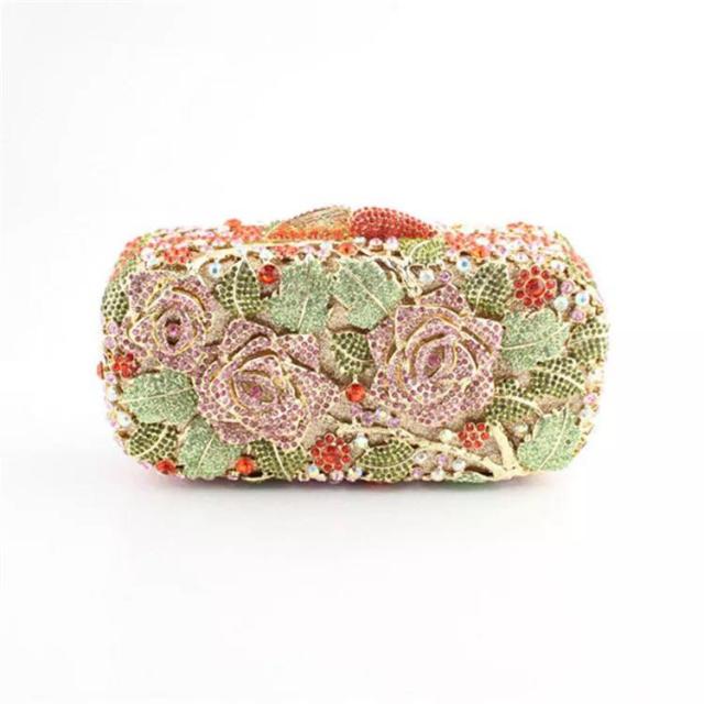 豪華パーティーバッグ キラキラ ストーンBAG クラッチバッグ レディース ラインストーンクラッチバッグ 薔薇柄