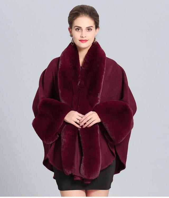 毛皮風ミンクケープ ．ファーショール ファーストール ポンチョ