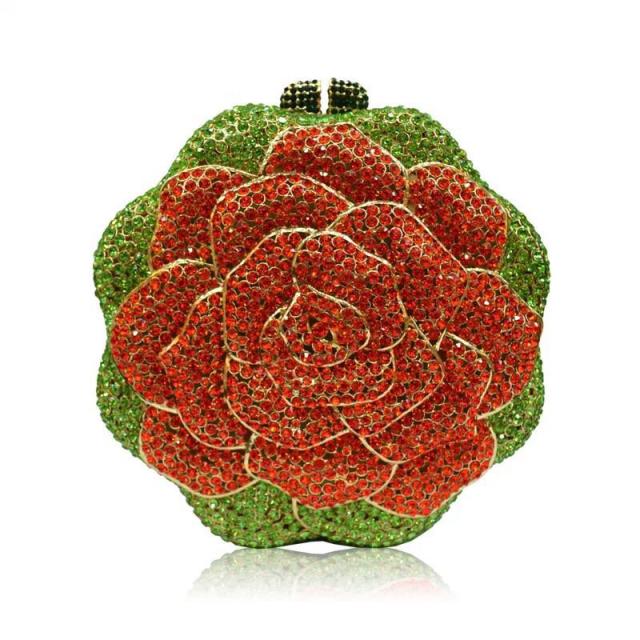 豪華パーティーバッグ ．キラキラ ストーンBAG クラッチバッグ レディース ラインストーンクラッチバッグ 薔薇柄