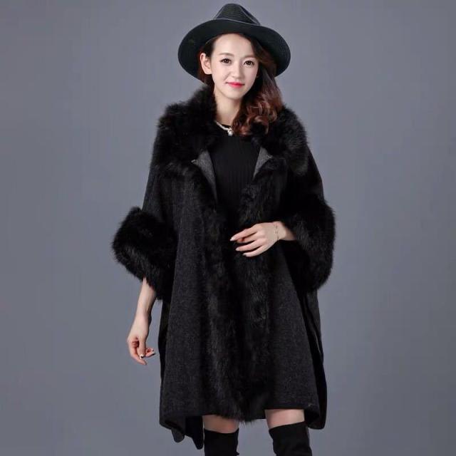 毛皮風ミンクケープ ．ファーショール ファーストール ポンチョ