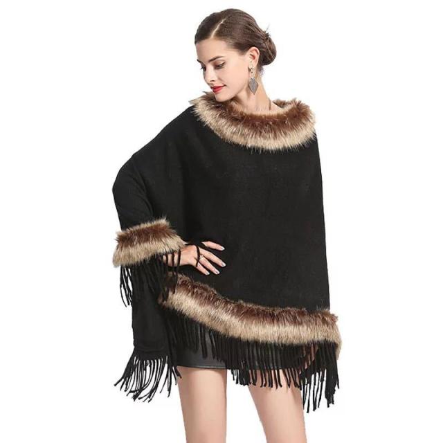 毛皮風ミンクケープ ．ファーショール ファーストール ポンチョ