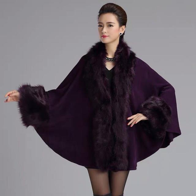 毛皮風ミンクケープ ファーショール ファーストール ポンチョ ．