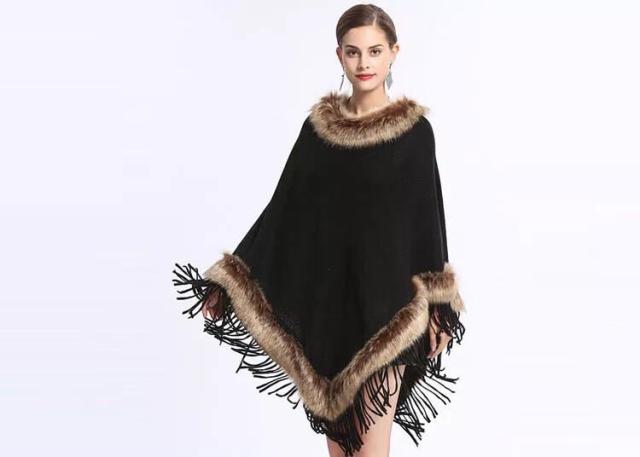 A26963 毛皮風ミンクケープ ファーショール ファーストール ポンチョ