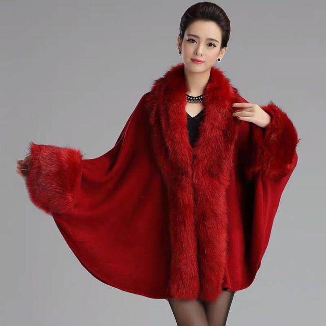 毛皮風ミンクケープ ．ファーショール ファーストール ポンチョ