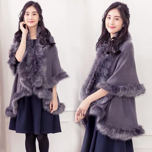毛皮風ミンクケープ ．ファーショール ファーストール ポンチョ ボレロ ストール