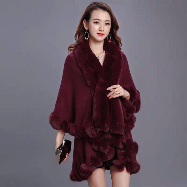 毛皮風ミンクケープ ．ファーショール ファーストール ポンチョ.