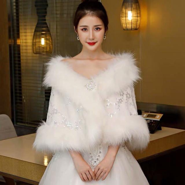 毛皮風ミンクケープ ．ファーショール ファーストール ポンチョ